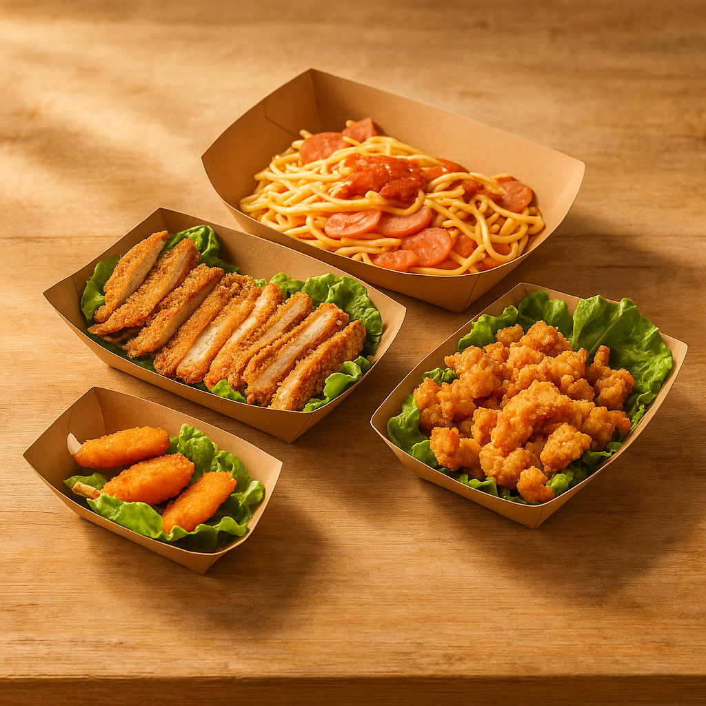 Kraft Boat Tray -500Pcs/Box- 4 Sizes – Duboxx Packaging LLC