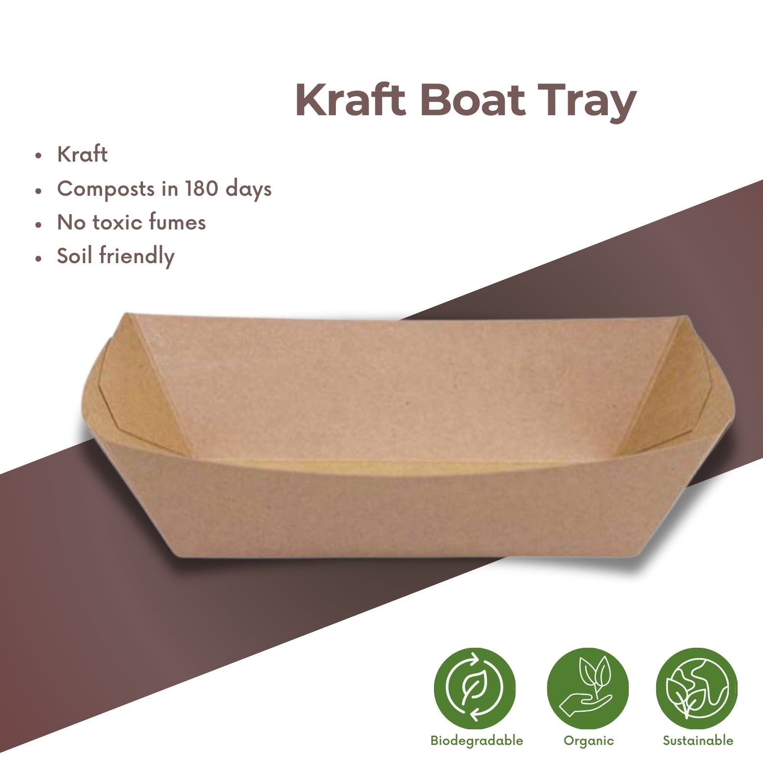 Kraft Boat Tray -500Pcs/Box- 4 Sizes – Duboxx Packaging LLC