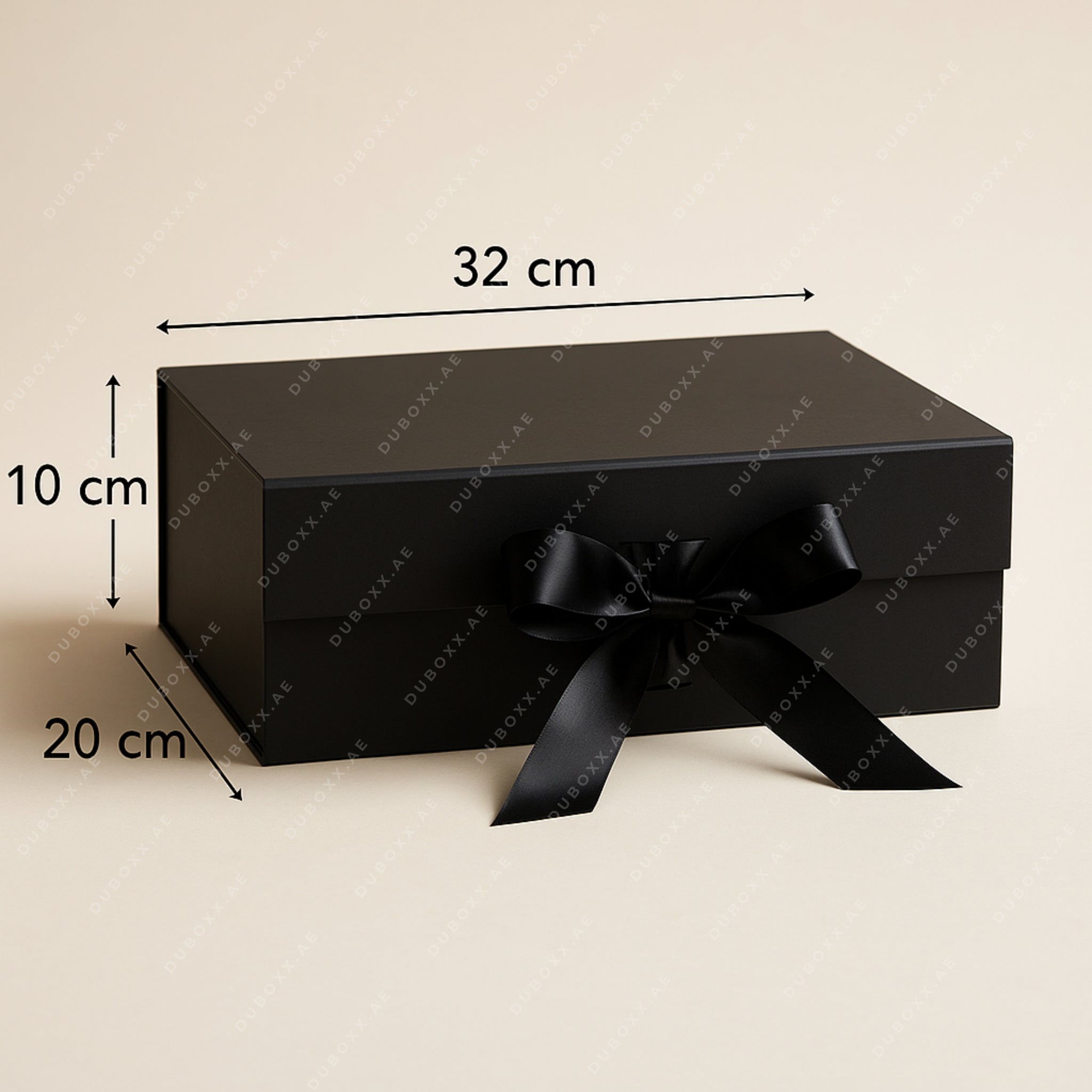 Gift box Magnetic closing with satin Ribbon- 32x20x10 cm-BLACK – Duboxx ...
