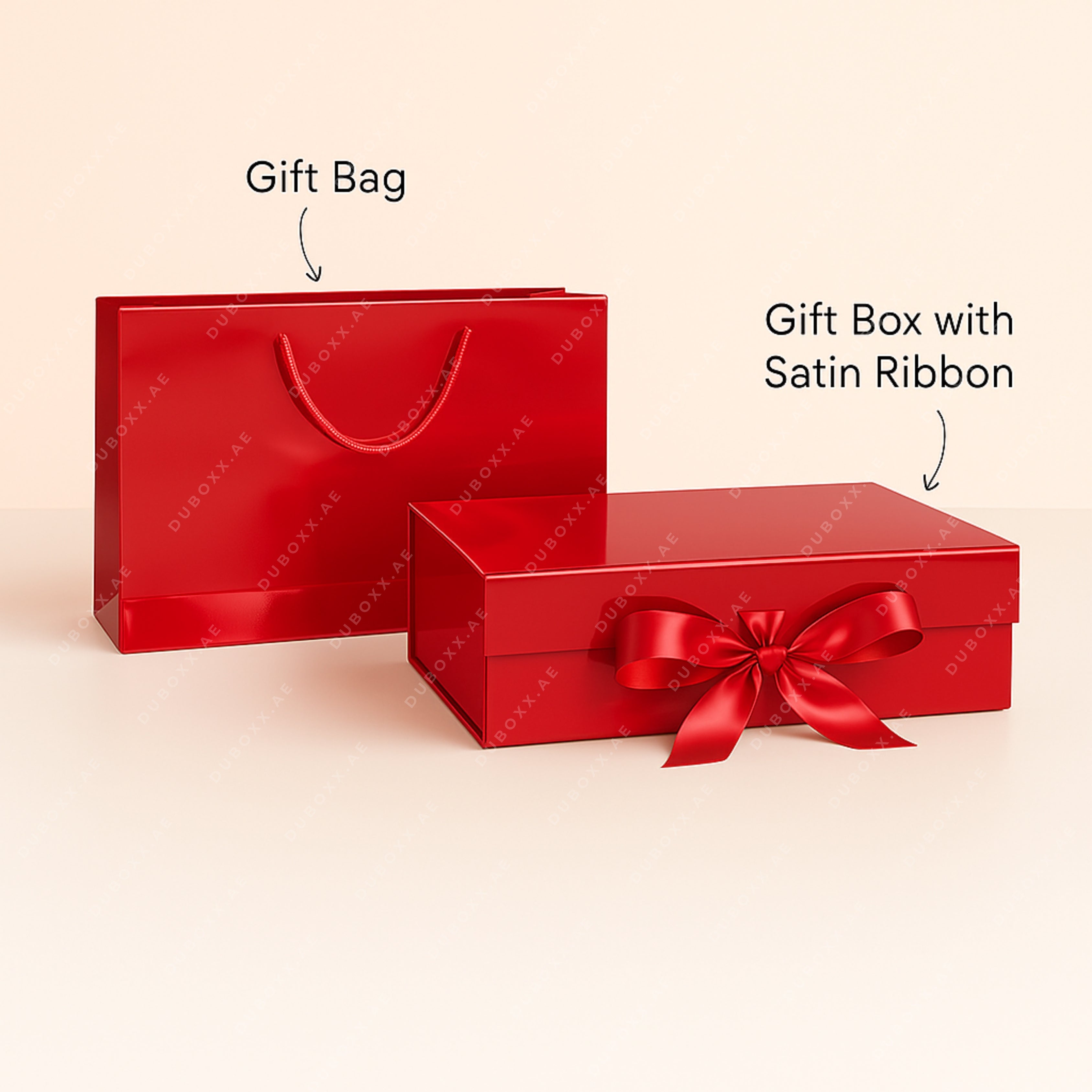 Gift Packaging Combo Set- Box, Bag & Shredded Paper-RED – Duboxx ...