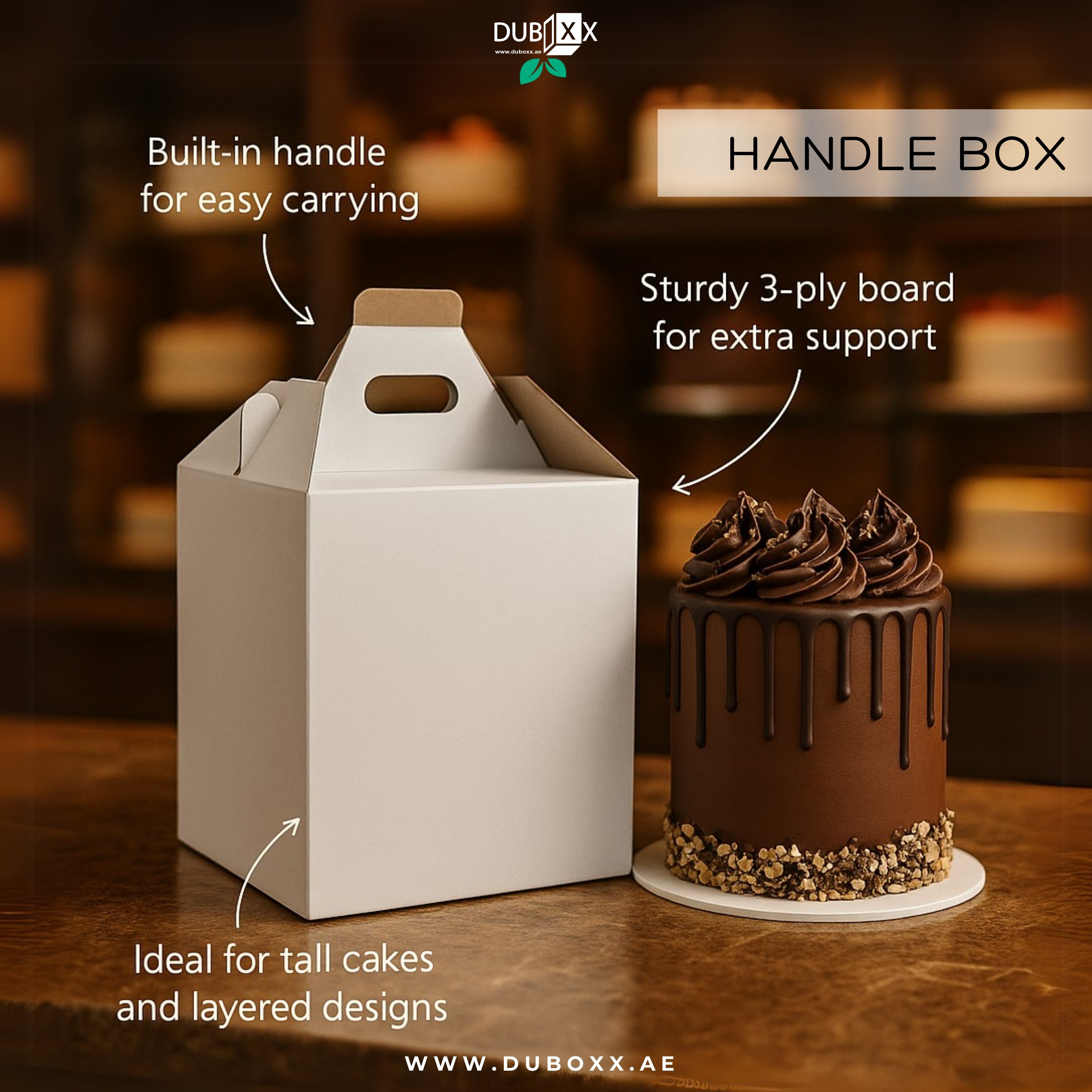 Handle Boxes-White-26x26x25CM – Duboxx Packaging LLC