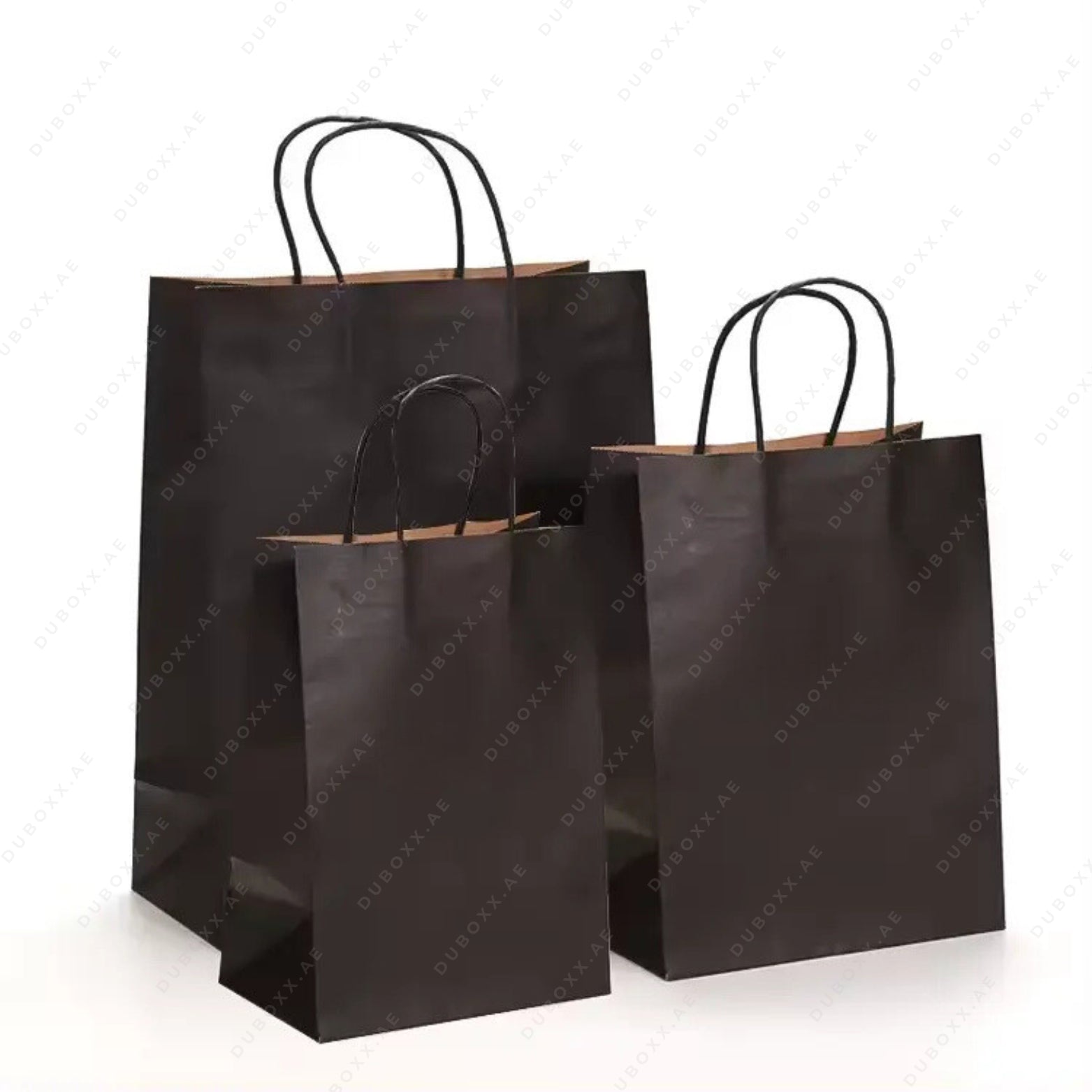 Paper Bags Twisted Handle-100Gsm-250Pcs/Box-Black – Duboxx Packaging LLC